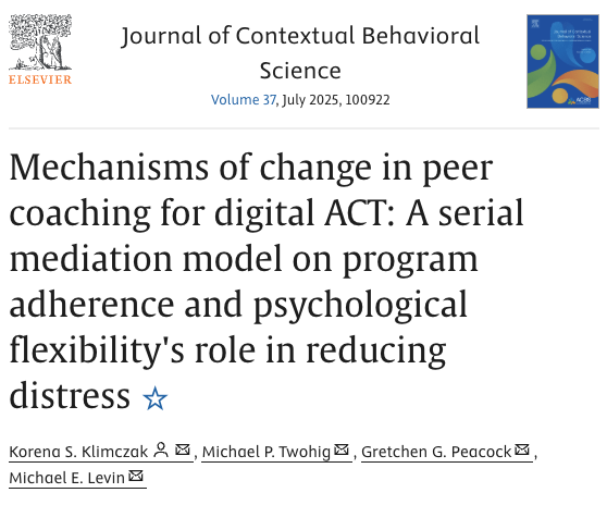 Mechanisms of change in peer coaching for digital ACT: A serial mediation model on program ...